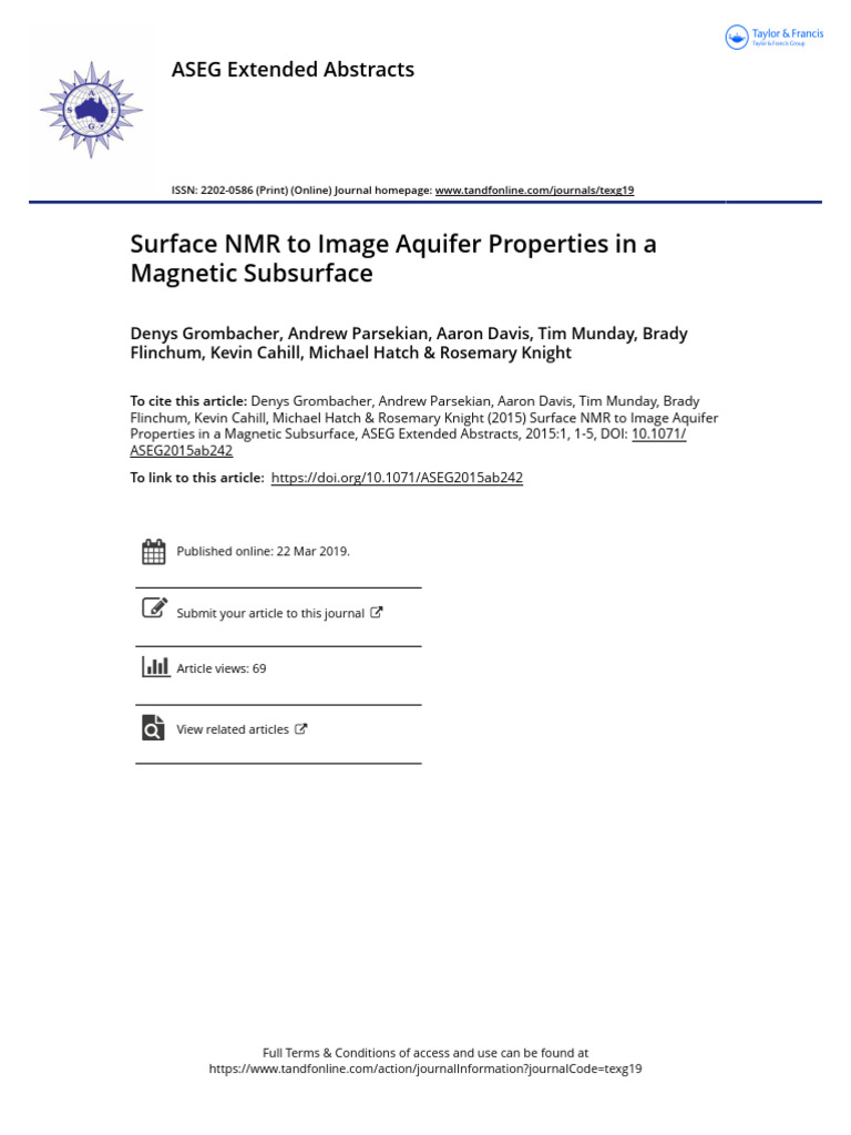Surface NMR To Image Aquifer Properties in A Magnetic Subsurface | PDF ...