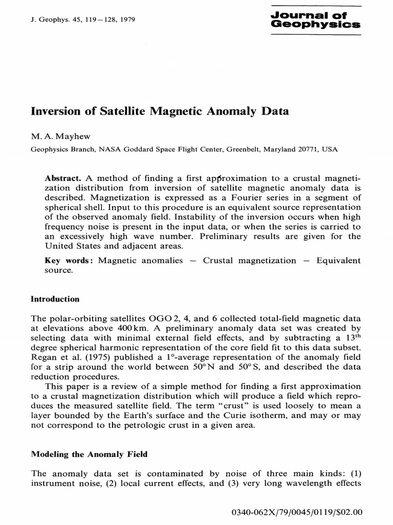 Inversion of Satellite Magnetic Anomaly Data 36fgbymrap | PDF | Waves | Spectral Density