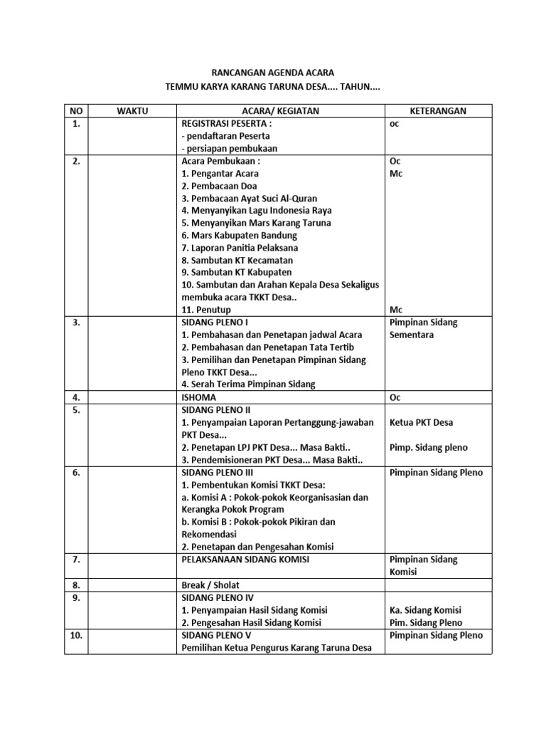 Rancangan Agenda Acara | PDF