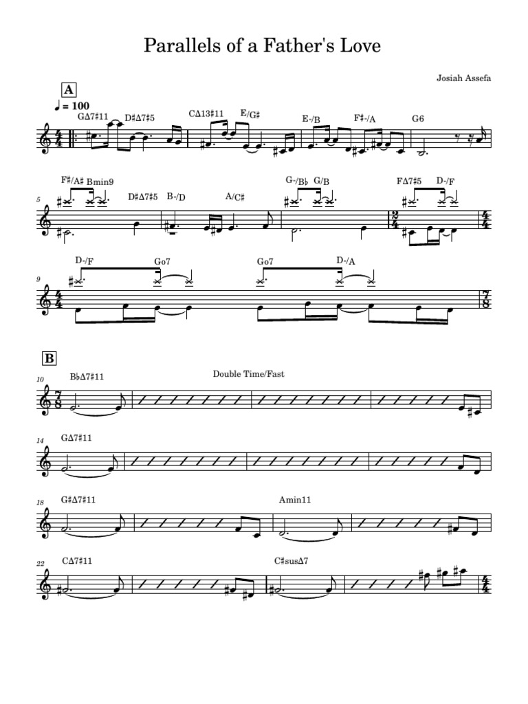 Parallel of a Father's Love Bb Lead Sheet | PDF