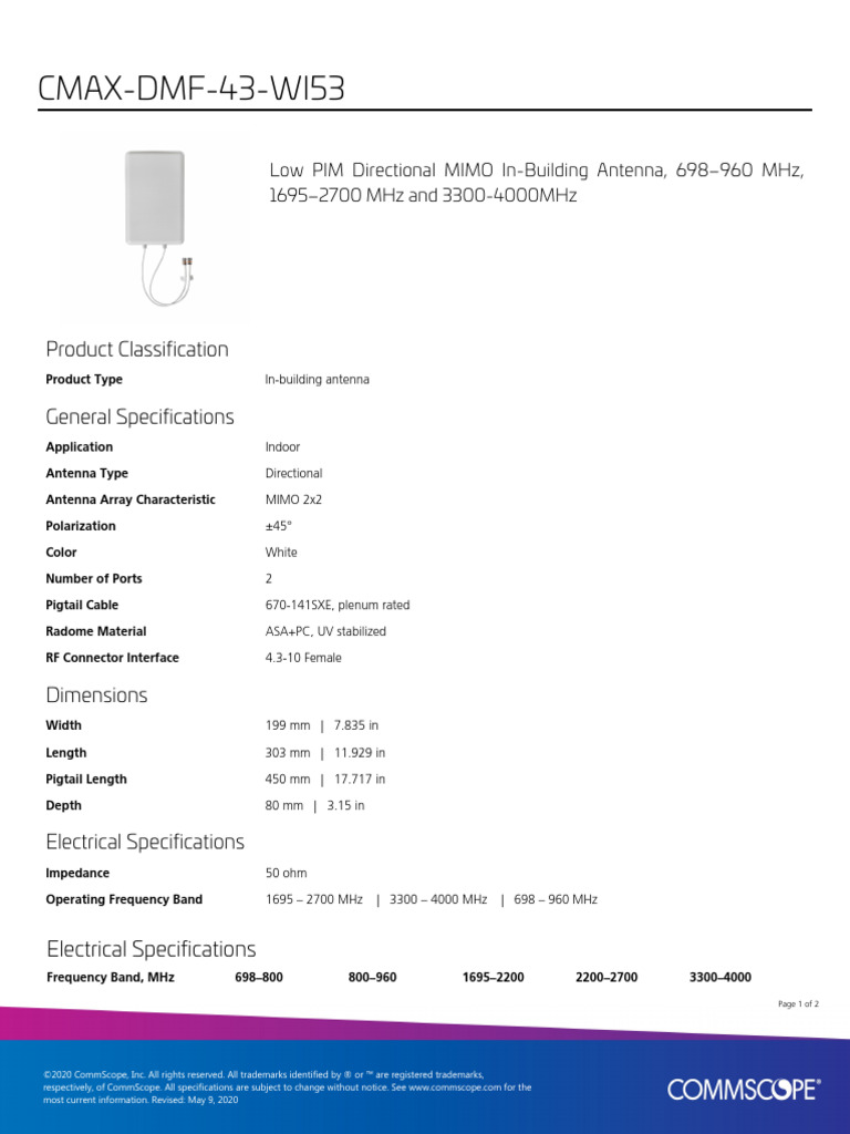 Cmax DMF 43 Wi53 Spec Sheet | PDF | Antenna (Radio) | Electronic Engineering
