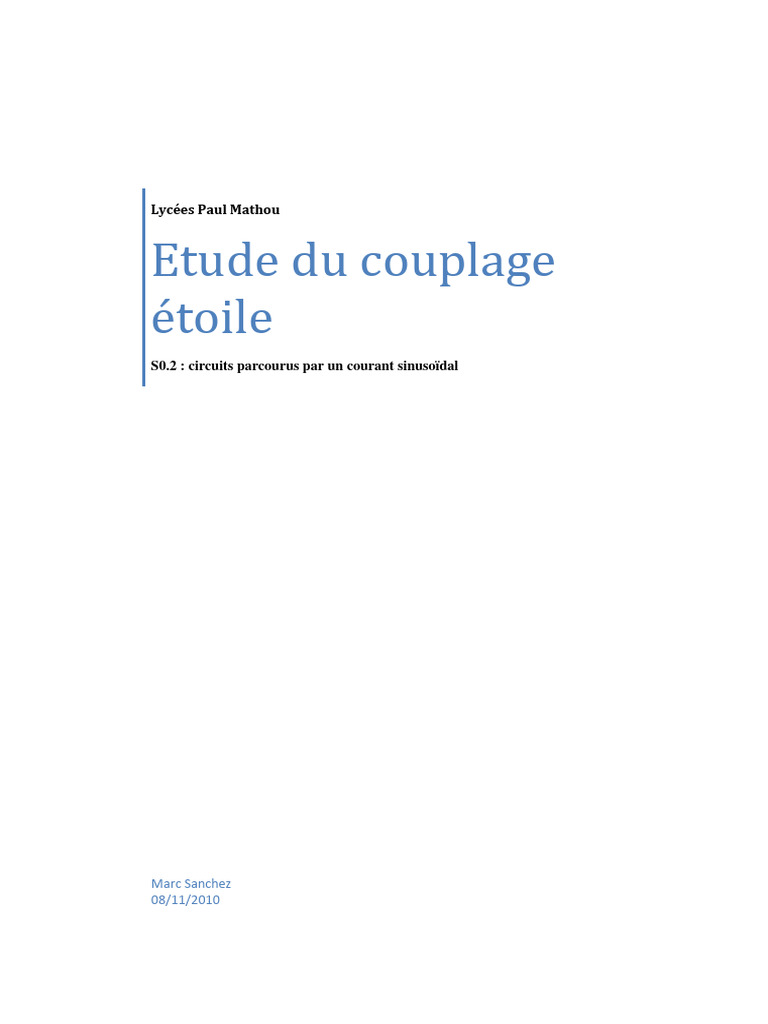 Étude du couplage étoile en triphasé | PDF | Tension électrique ...