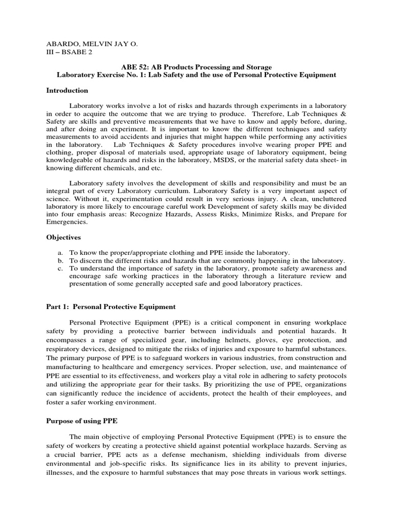 Lab Exercise 1 | Download Free PDF | Personal Protective Equipment ... Lab Exercise 1 | Download Free PDF | Personal Protective Equipment ...