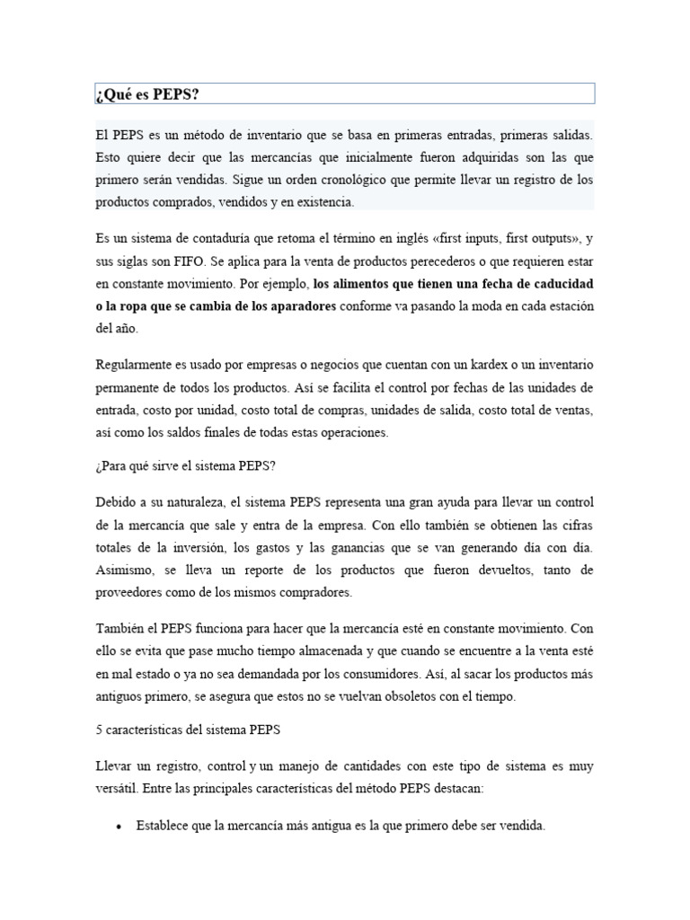Qué Es PEPS | PDF | Inflación | Precios