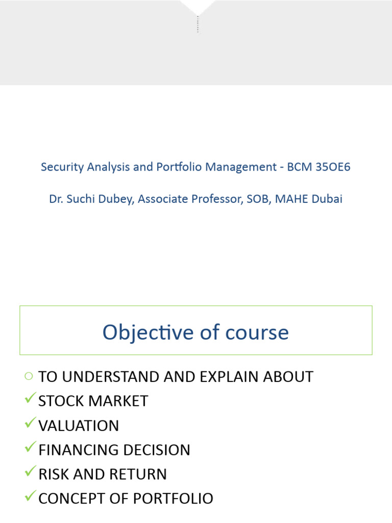 Week 1 Introduction To SAPM | PDF | Financial Statement | Working Capital