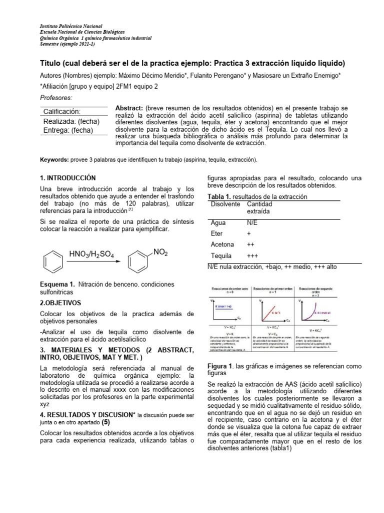 Templete para Reporte de Prácticas | PDF | Solvente | Aspirina