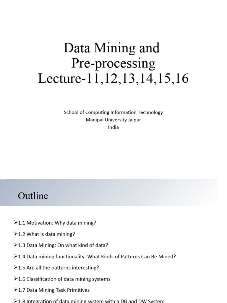 4 - Data Mining & Preprocessing - L - 11,12,13,14,15,16 | PDF ...