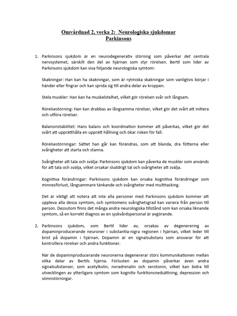Omvårdnad 2, Vecka 2 | PDF