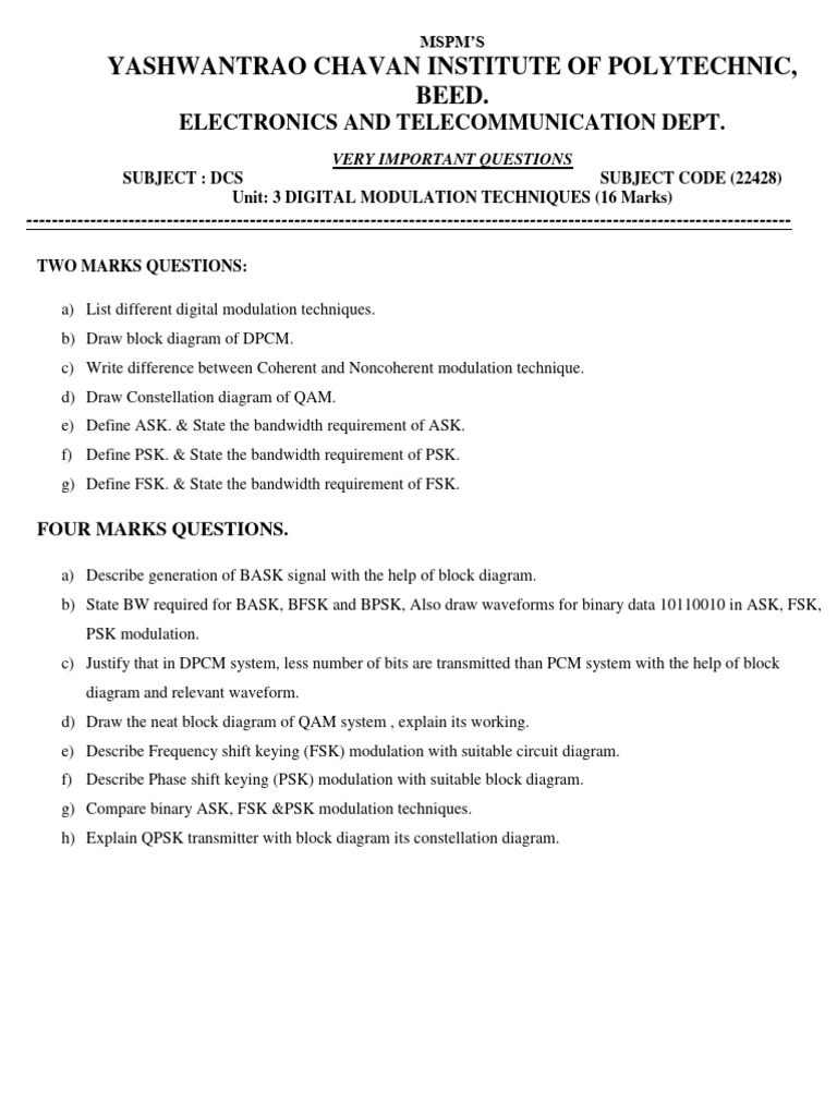 DCS Unit-3 Imp Questions. | PDF | Science & Mathematics | Computers