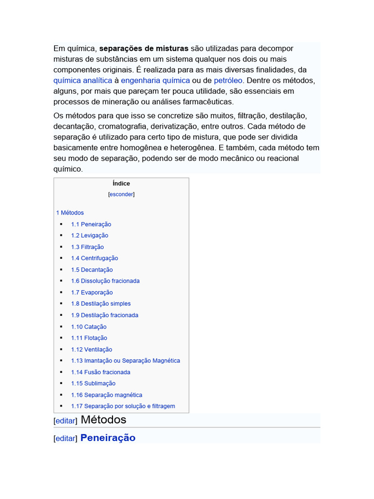 Métodos de Separação em Química | PDF | Operações unitárias | Processos ...