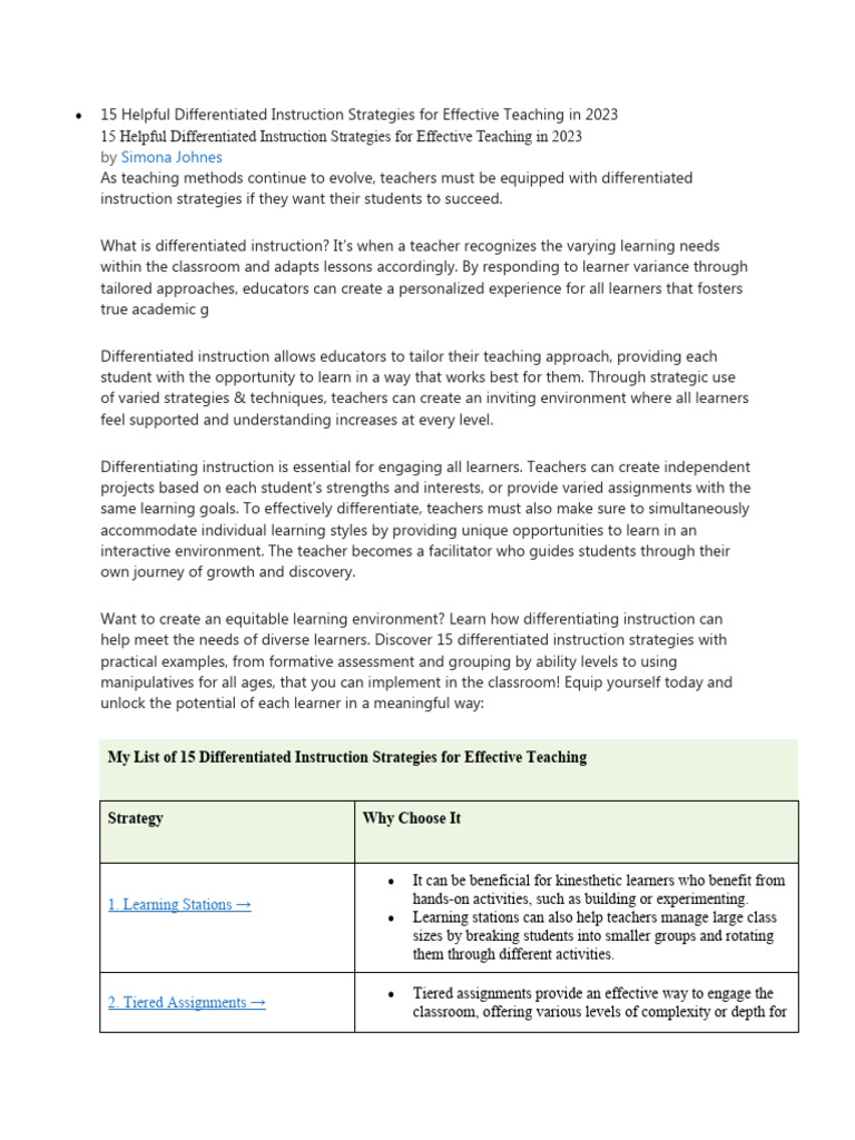15 Helpful Differentiated Instruction Strategies For Effective Teaching in 2023 | Download Free ...