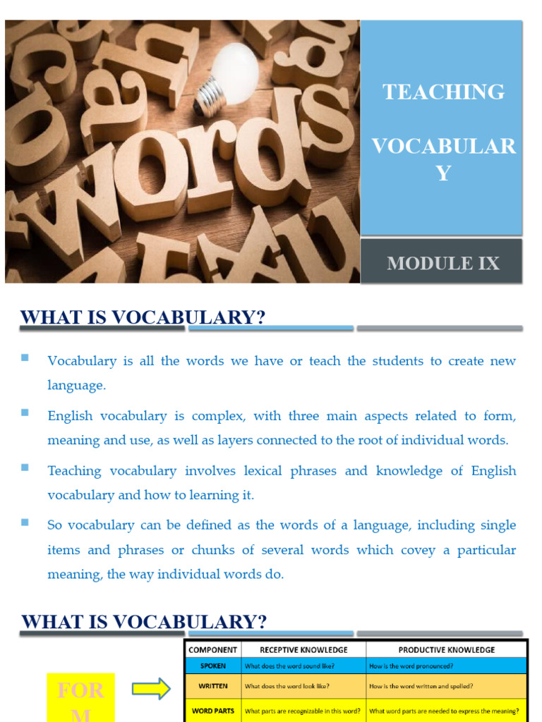 TEACHING VOCABULARY-describing Vocabulary | PDF | Recall (Memory) | Word