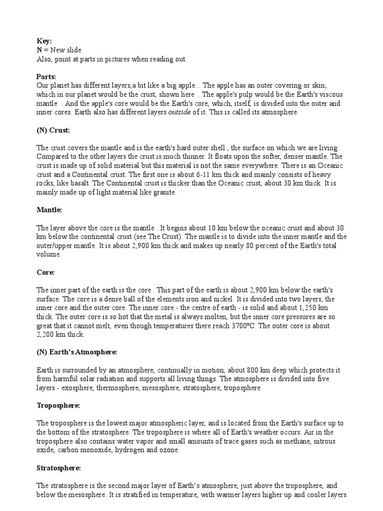 Earth's Structure Script | PDF | Crust (Geology) | Atmosphere Of Earth
