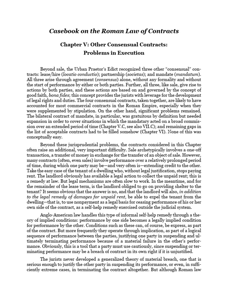 Frier - 008 Chapter 5 Casebook On The Roman Law of Contracts | PDF ...