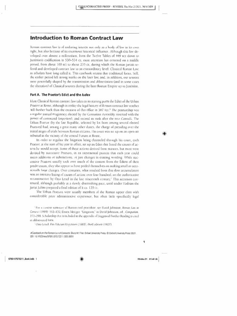 Introduction A Casebook On The Roman Law | PDF