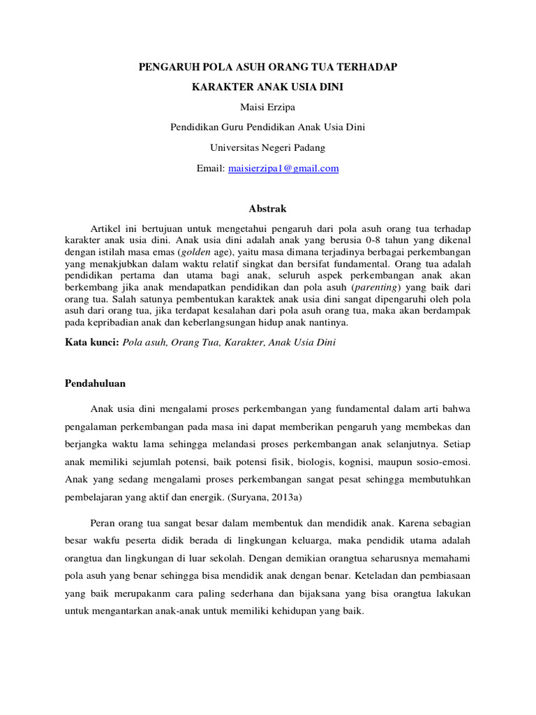Pengaruh Pola Asuh Orang Tua Terhadap Ka | PDF