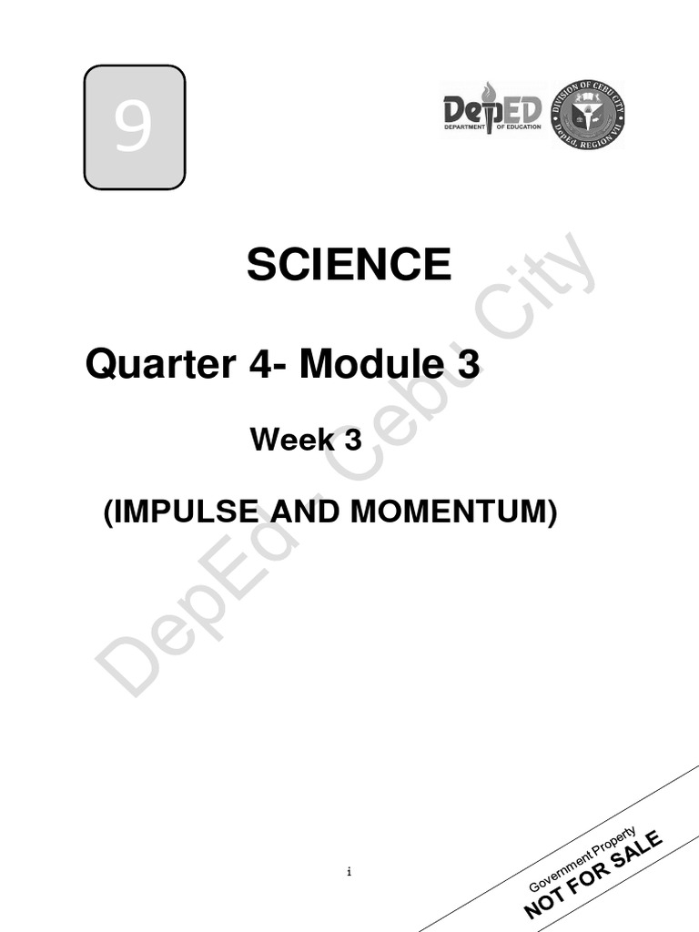 SCI 9 Q4 Module 3 Momentum and Impulse | PDF | Force | Momentum