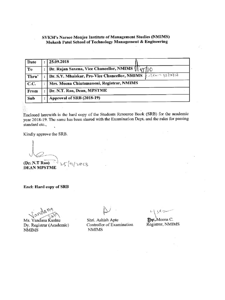 SRB Mpstme 2018 19 Final | PDF | Academic Term | Thesis