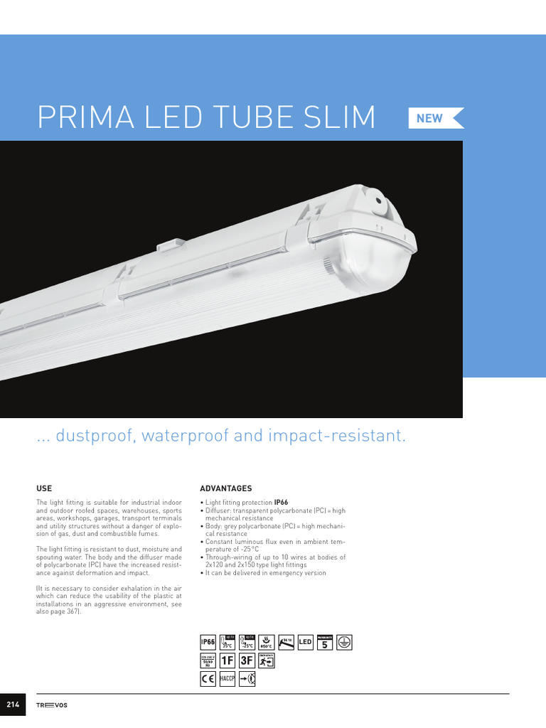 Prima LED Tube Slim: IP66 Lighting Solutions | PDF | Materials ...