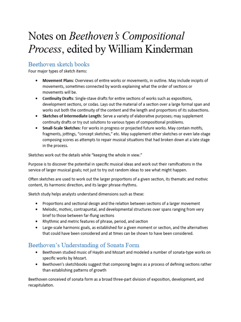 Notes on "Beethoven’s Compositional Process" | PDF | Musical ...