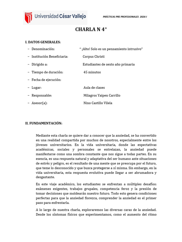 Charla 4 La Ansiedad Se Aplico | PDF | Ansiedad | Sicología