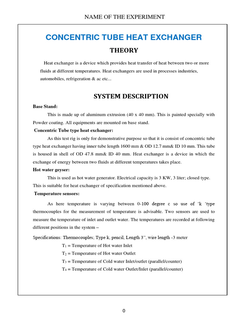 Tube in Tube Heat Exchanger | PDF | Water Heating | Heat Exchanger