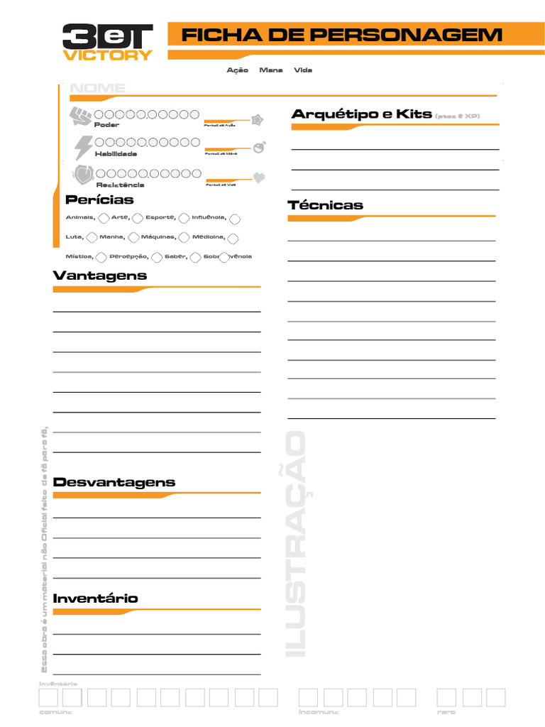 Ficha 3DeT Victory (Fanmade Com Bolinhas) | PDF