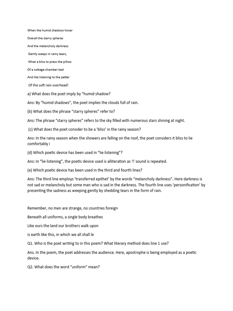 When The Humid Shadows Hover | PDF | Poetry