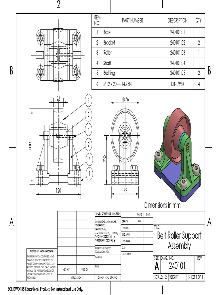 Belt Roller Support Assembly Drawing | PDF | Engineering Tolerance ...