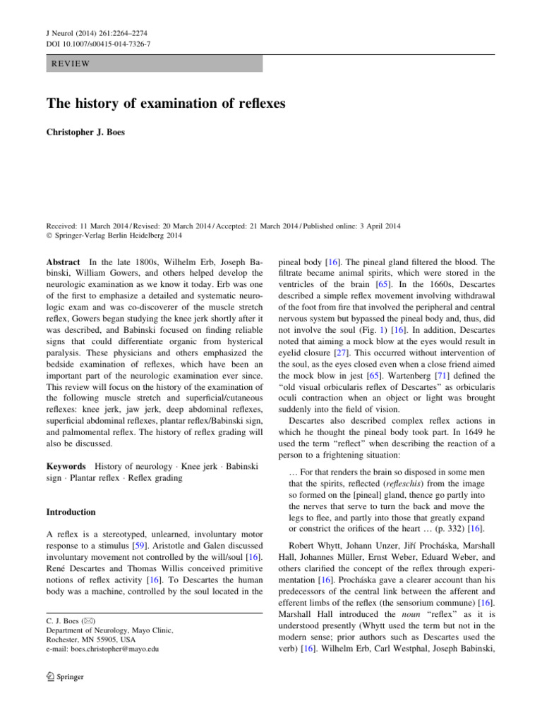 History of Examinatin of Reflexes | PDF | Anatomical Terms Of Motion | Foot