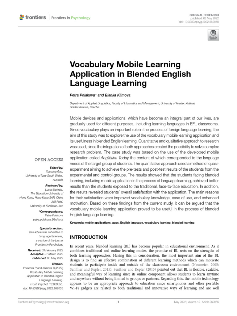 Vocabulary Mobile Learning Application in Blended English Language ... Vocabulary Mobile Learning Application in Blended English Language ...