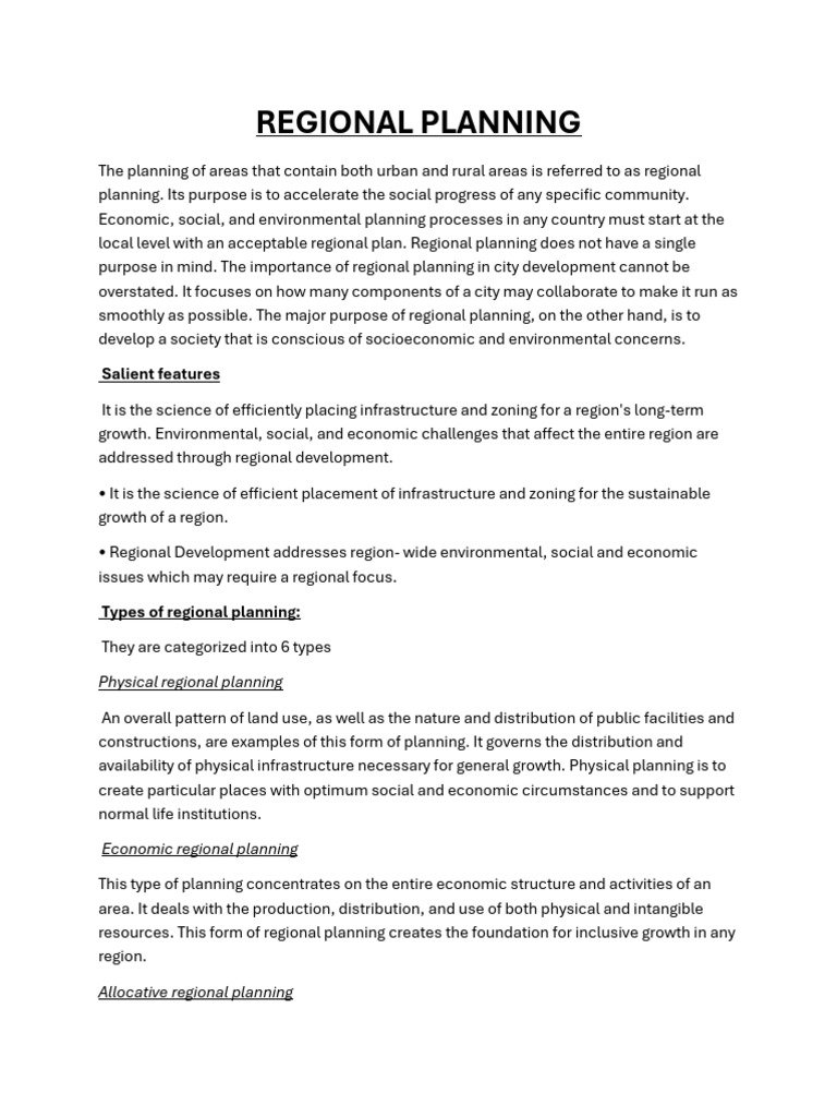 Understanding Regional Planning Concepts | PDF | Sustainability ...