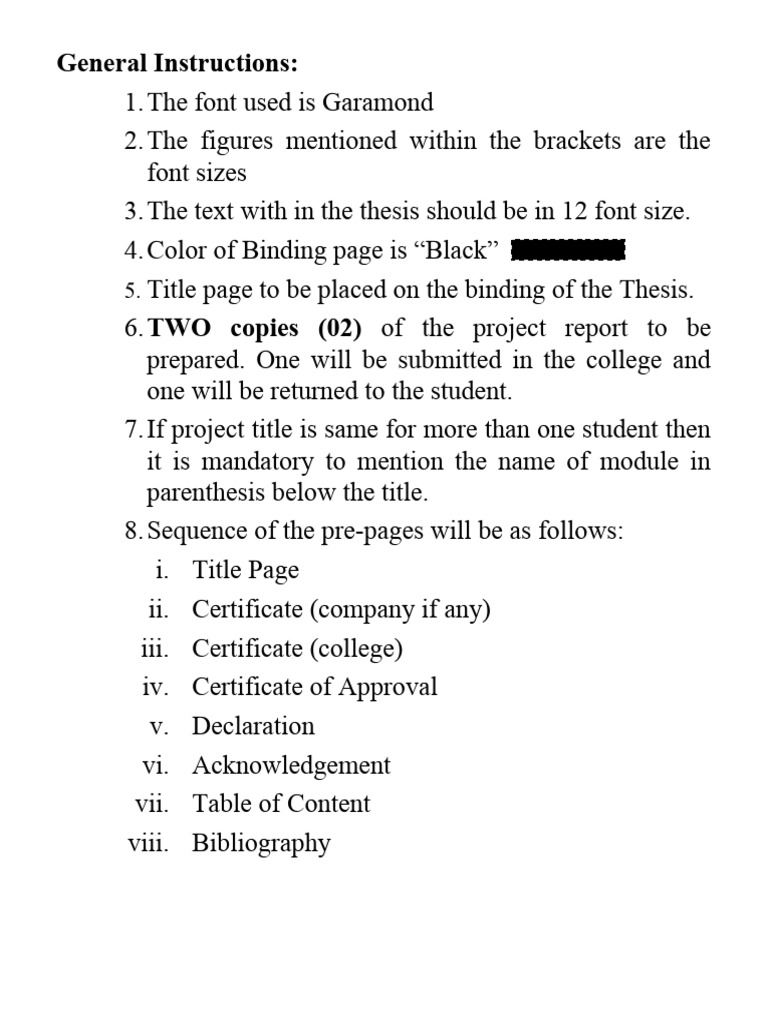 Thesis Formatting Guidelines for MCA | PDF | Thesis