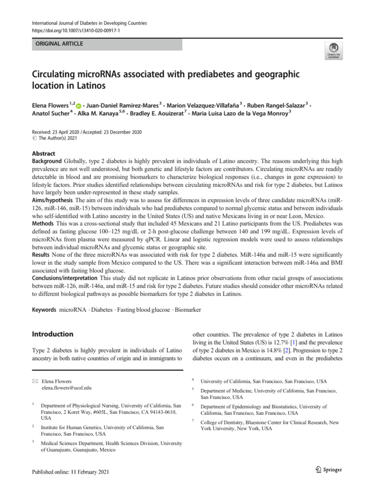 Circulating microRNAs Associated With Prediabetes | PDF | Prediabetes ...