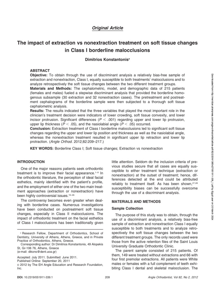 Borderline Extraction Cases Article | PDF | Orthodontics | Student's T Test