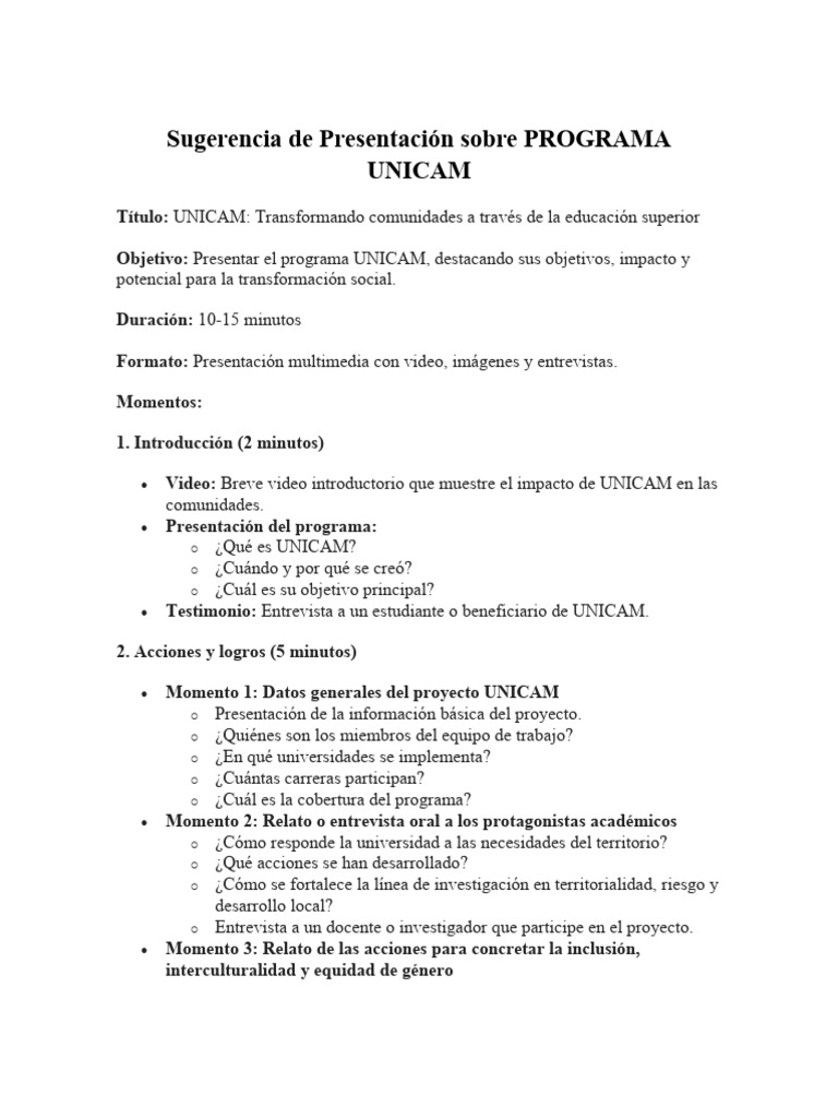 Programa Unicam | PDF