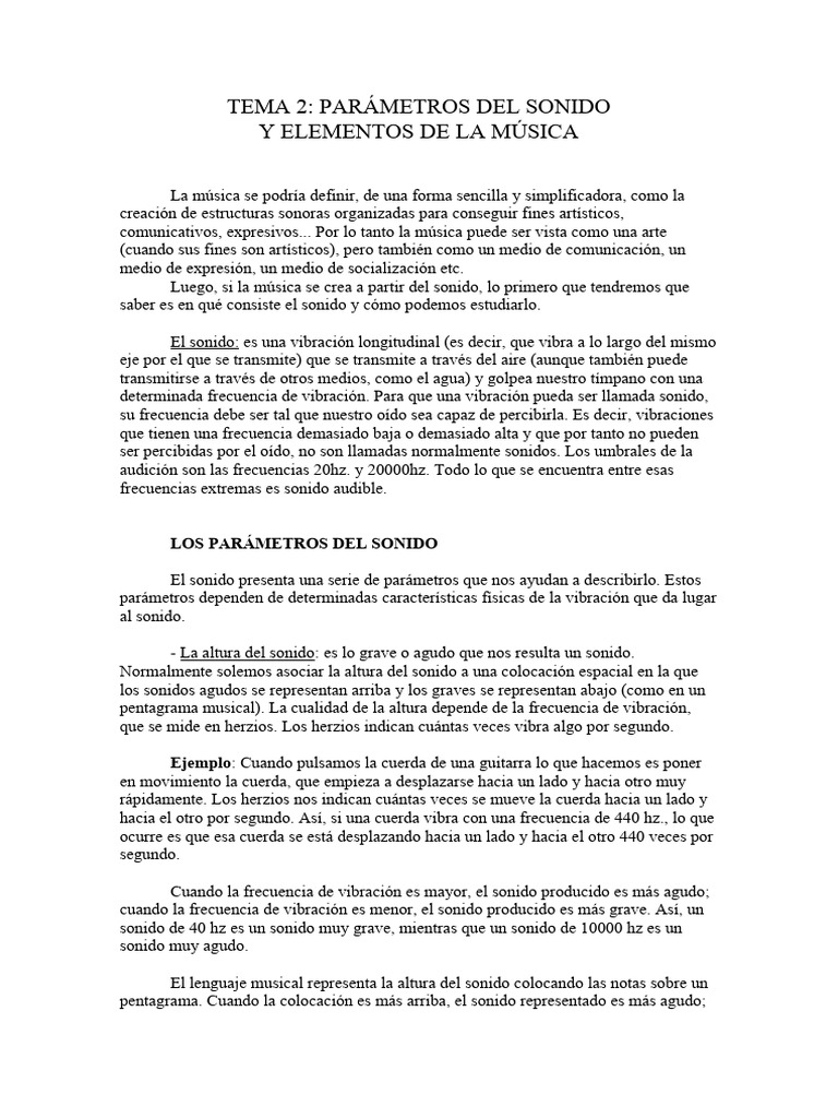 Tema 2 Par Metros Del Sonido | PDF | Sonido | Pitch (Música)