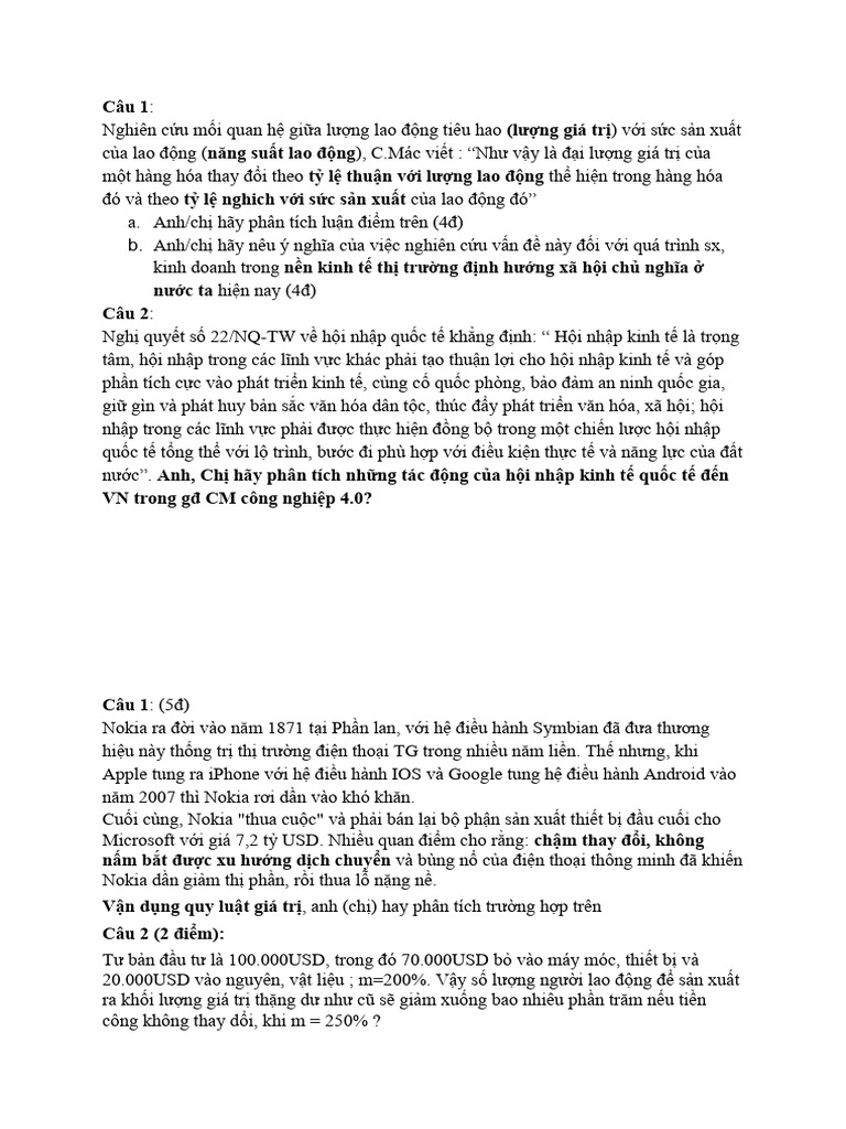 Đề Thi KTCT | PDF