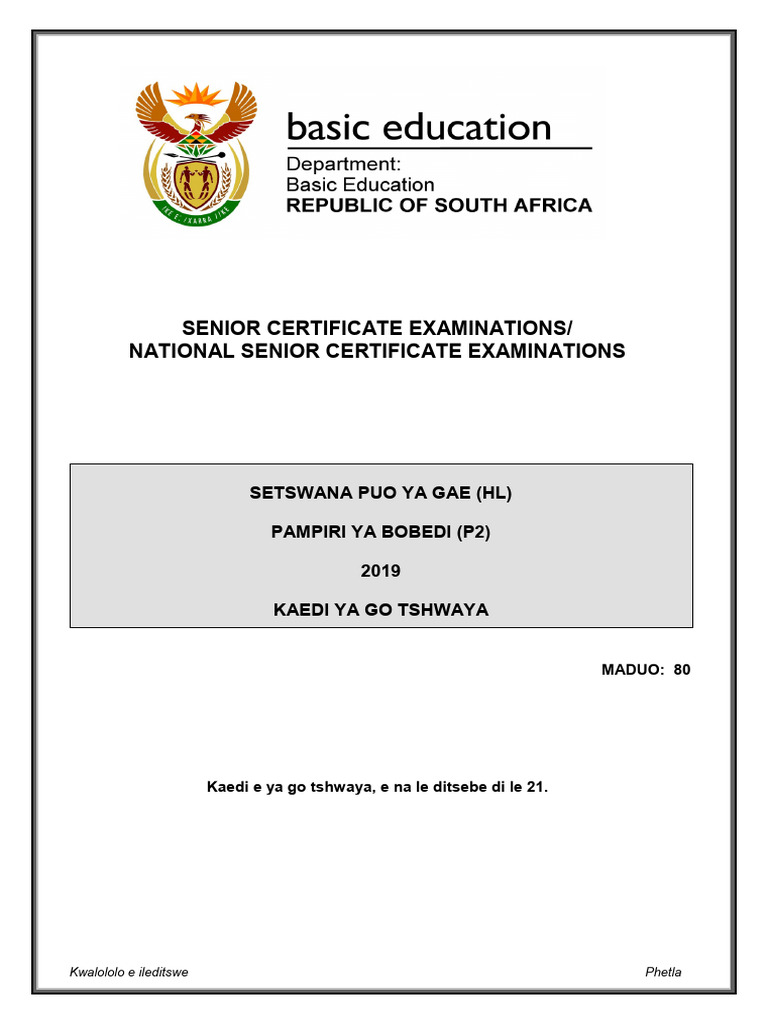 Setswana Paper 2 Grade 10 Summary | PDF | Languages Of Africa | Languages
