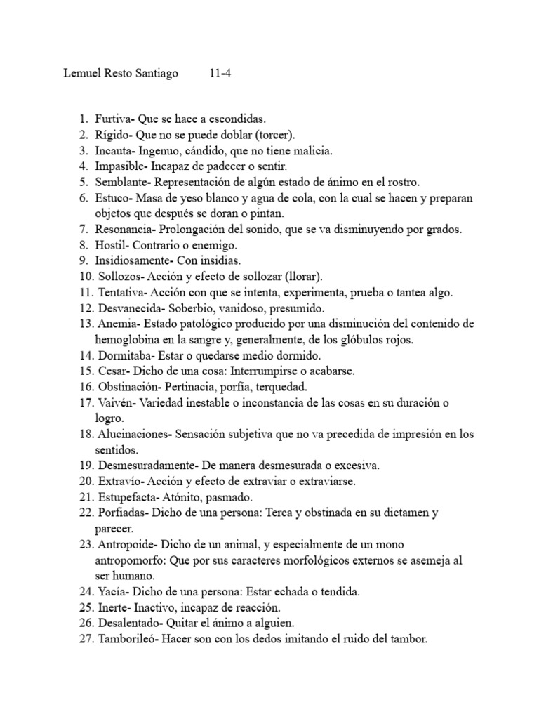 Español Vocabulario Pdf