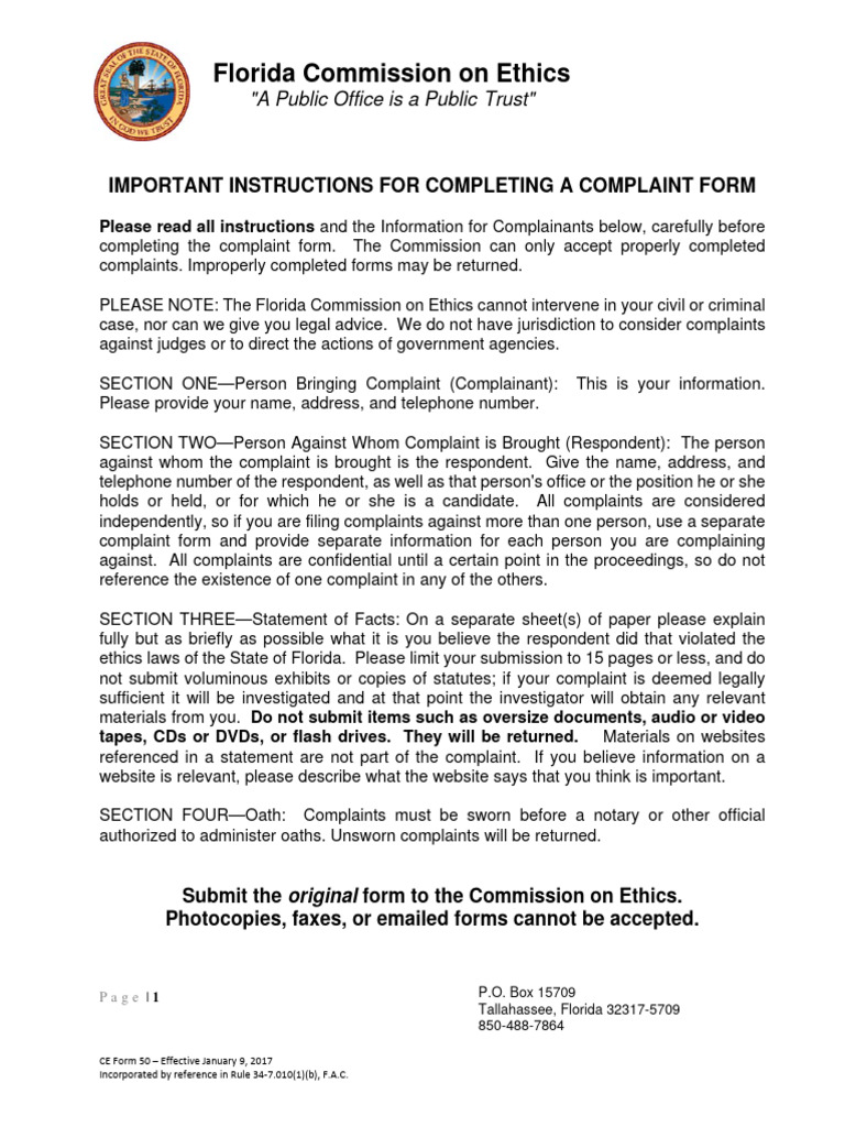 Ethics Complaint Form | PDF | Costs In English Law | Complaint