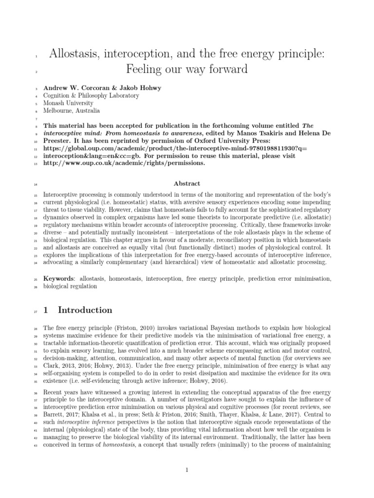Allostasis, Interoception, and The Free Energy Principle - Feeling Our ...