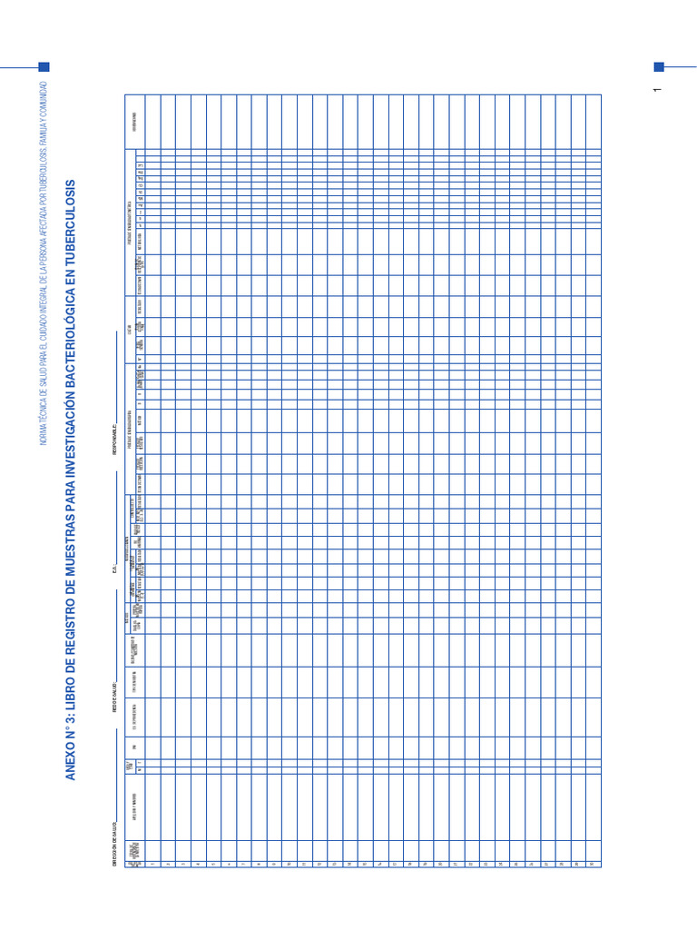 ANEXO 03. Libro de Registro de Muestras para Investigación Bacteriológica en Tuberculosis ...