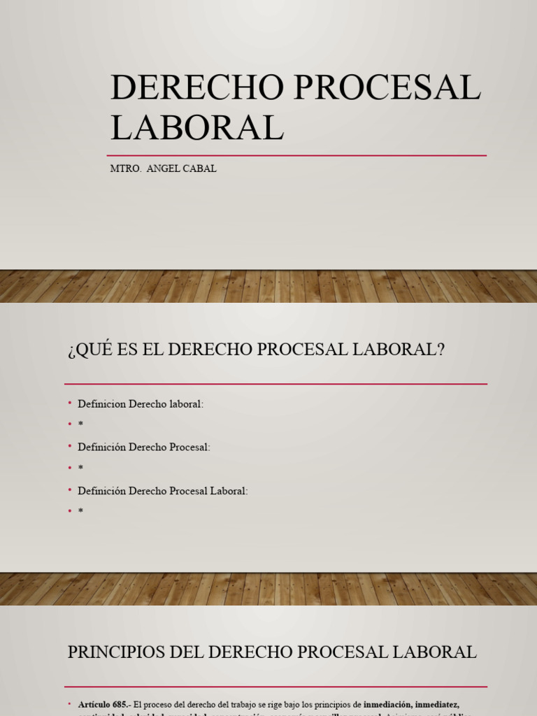 Principios del Derecho Procesal Laboral | PDF | Ley procesal | Demanda ...