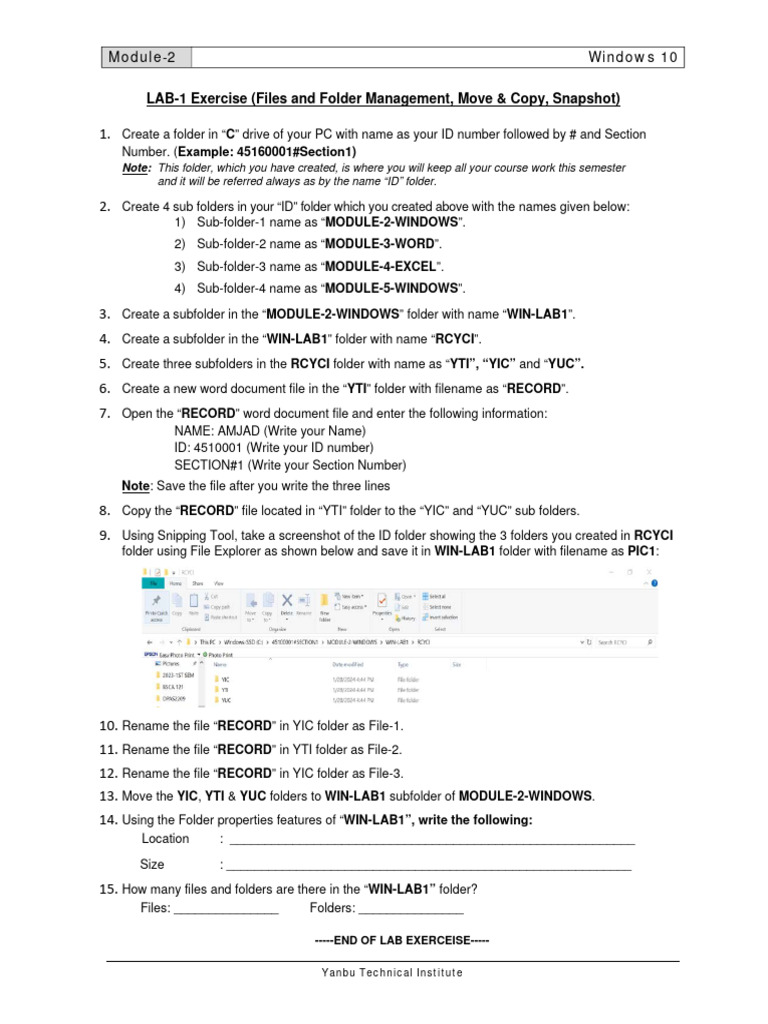 Module 2 Windows 10 - Lab Exercises-1 & 2 | PDF | Computer File ...