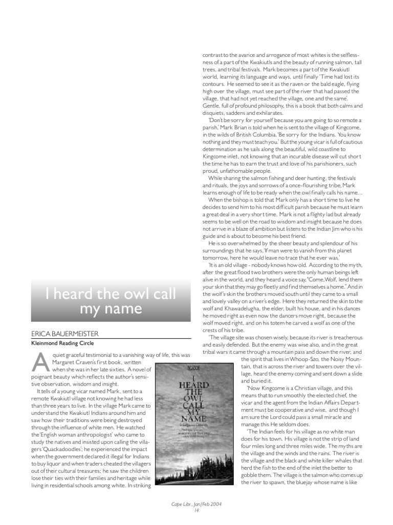 Summary of "I Heard the Owl Call My Name" | PDF