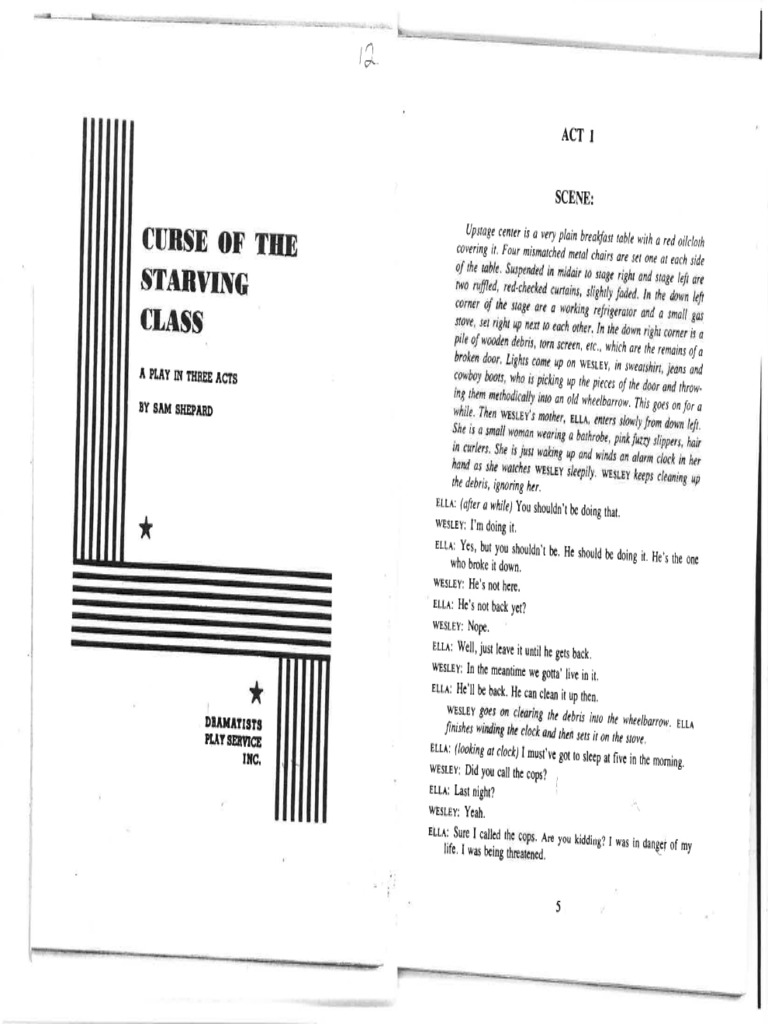 PLAY Curse of The Starving Class Act 1 Sam Shepard | PDF