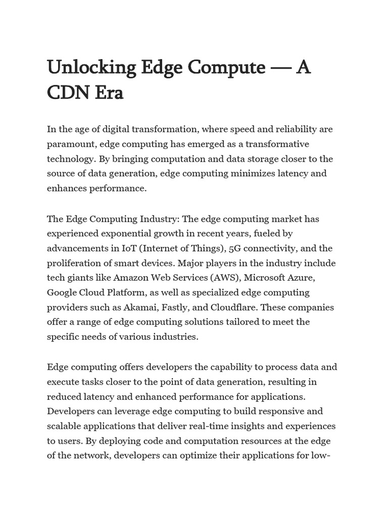 Unlocking Edge Compute | PDF | Replication (Computing) | Internet Of Things