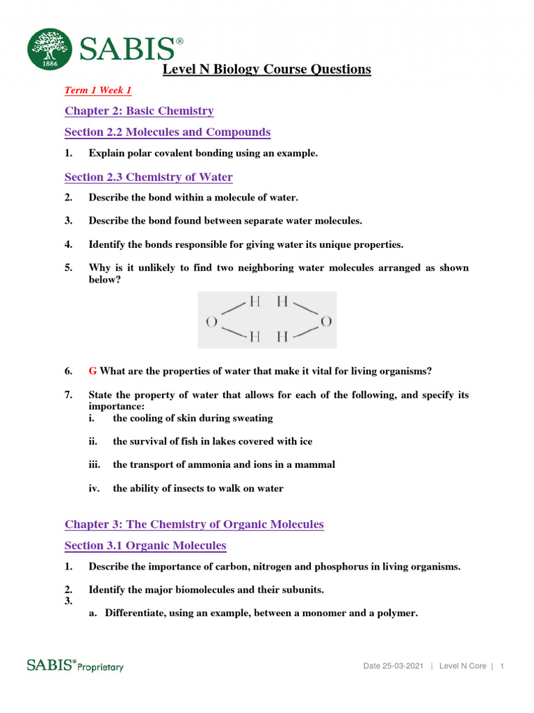 2324-Level N Biology Course Revision Questions | PDF | Meiosis ...