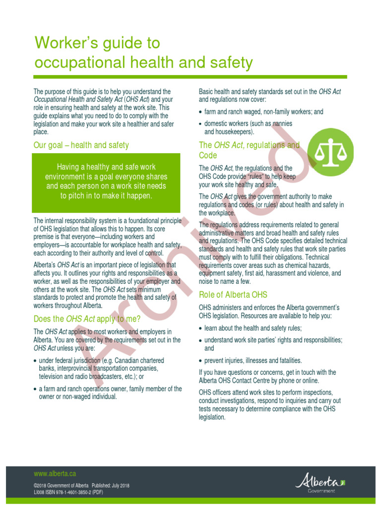 Worker Guide To Ohs | PDF | Occupational Safety And Health | Employment